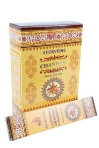 ayurvedic chandan fragrance incense sticks| aromatic natural and safe agarbatti set| home&garden incense 12 box eco friendly.