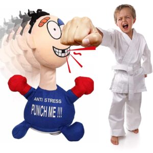 stress relief boxing desk toys, desktop punching bag angry management doll, anti stress plush screaming doll, comfortable touching me decompress toys, funny gifts for friends,coworkers,kids adult