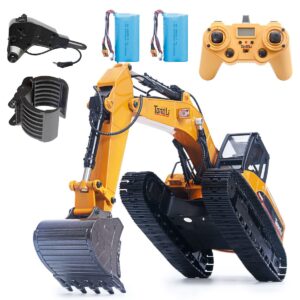 huina rc excavator for adults1580 hobby remote control v4 full metal rc excavator adult huina 580 construction vehicle professional remote control tractor (2 batteries)