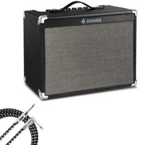 donner electric guitar amp 30w & guitar amp cable 10 ft, guitar practice amplifier combo da-30 with 10" speakers