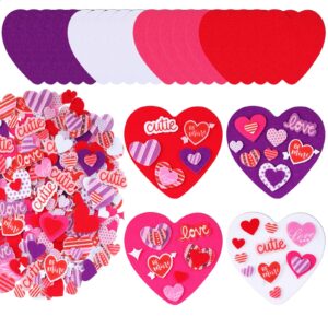 24 pieces valentines felt hearts diy crafts heart shape craft felt heart laser cutout 300 pieces assorted adhesive felt hearts stickers for valentine's day mother's day anniversary holiday decorations