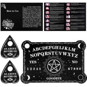 pendulum dowsing divination board set black wooden talking board with planchette accessories for teens adults birthday party and family gatherings games supplies (pentagram style)