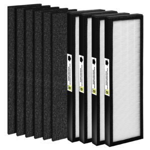 fcfmy 4 packs flt4825 true hepa filter b replacement compatible with ac4825 ac4300 ac4800 ac4900 ac4850, 4 hepa filter and 6 carbon pre filters