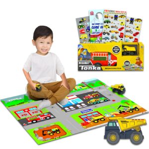 tonka trucks for boys - bundle with tonka truck, playmat, stickers and more (tonka dump truck)