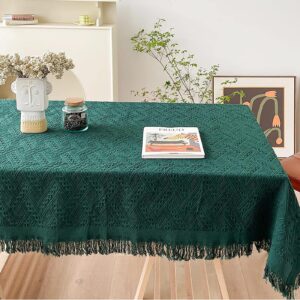 nm&dmy premium tassel table cover,french lace tablecloth coffee table protector tabletop decoration oblong kitchen multi-size table linens-green a 90x150cm(35x59inch)