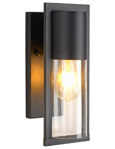 delicavy outdoor wall lights modern farmhouse porch light waterproof exterior wall lantern black with seed glass, outside wall lamp for house garage, front door light, 14.2" h