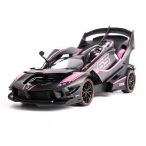 bdtctk compatible for 1:24 ferrari fxxk diecast car model, zinc alloy pull back car with sound and light for kids boy girl black