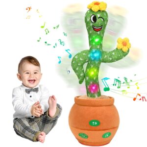 lgouygg cactus baby toys boy girl gifts, talking singing mimicking recording light up, infant babies toddler kids interactive musical toy, sing english songs and repeat what you say