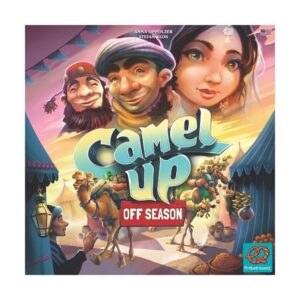 camel up off season board game | strategy board game | dice game | family board game for adults and kids | ages 8 and up | 3-5 players | average playtime 30-45 minutes | made by pretzel games