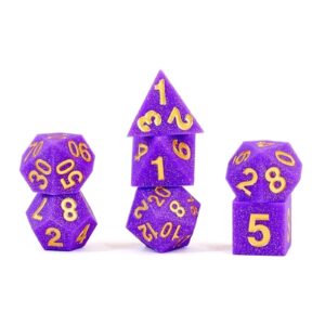 fanroll 16mm sharp edge silicone rubber poly dnd dice set: regal ricochet, role playing game dice for dungeons and dragons