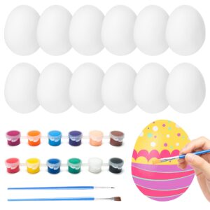 watinc 12pcs easter eggs squeeze diy painting kits, paint your own egg decor, eggs hunt drawing art craft basket fillers stuffers coloring crafts, classroom party favor slow rising stress relief toys