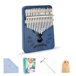 cloudypeak kalimba 17 key portable mbira finger piano, kalimba with protective box,tune hammer and study instruction, thumb piano for kids adult beginners professional