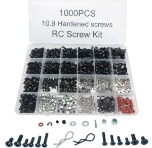 1000pcs universal rc screw kit screws assortment set, hardware fasteners for traxxas axial redcat hpi arrma scx10 losi 1/8 1/10 1/12 1/16 scale rc cars trucks crawler (1000pcs rc screws)