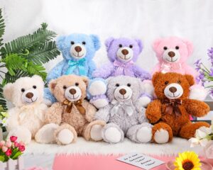 zomiboo 7 packs 14 inch plush bear stuffed animals plush valentine day gift soft cute stuffed dolls birthday party decorations(cute colors)