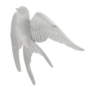 metal white sparrow wall decor: large flying bird wall art swallow wall mount hanging figurine 3d aninal sculptures for garden home bedroom living room