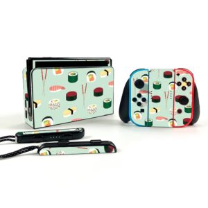 mightyskins skin compatible with nintendo switch oled - sushi | protective, durable, and unique vinyl decal wrap cover | easy to apply, remove, and change styles | made in the usa,niswiol-sushi