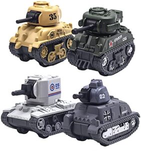 ai-fun 4pcs mini tank pull back tank model toy military toy vehicle for kids (solid color)