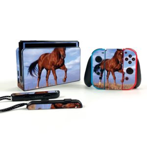 mightyskins skin compatible with nintendo switch oled - horse | protective, durable, and unique vinyl decal wrap cover | easy to apply, remove, and change styles | made in the usa