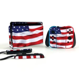 mightyskins skin compatible with nintendo switch oled - american flag | protective, durable, and unique vinyl decal wrap cover | easy to apply, remove, and change styles | made in the usa