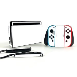 mightyskins skin compatible with nintendo switch oled - solid white | protective, durable, and unique vinyl decal wrap cover | easy to apply, remove, and change styles | made in the usa