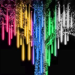 meteor shower rain light 50cm 10 tubes 480 led waterproof icicle falling snowfall lights icicle raindrop for home decor wedding garden, multicolor