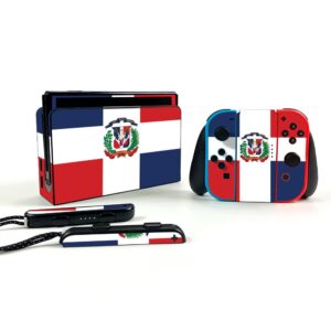 mightyskins skin compatible with nintendo switch oled - dominican flag | protective, durable, and unique vinyl decal wrap cover | easy to apply, remove, and change styles | made in the usa