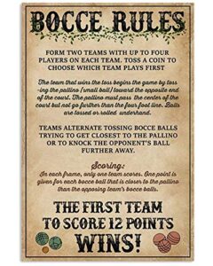 bocce rules retro metal tin sign vintage sign for home coffee garden wall decor 8x12 inch