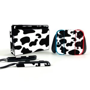 mightyskins skin compatible with nintendo switch oled - cow print | protective, durable, and unique vinyl decal wrap cover | easy to apply, remove, and change styles | made in the usa