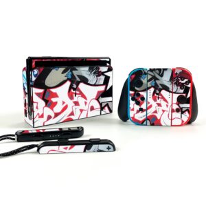 mightyskins skin compatible with nintendo switch oled - graffiti mash up protective, durable, and unique vinyl decal wrap cover easy to apply, remove and change style made in the usa niswiol