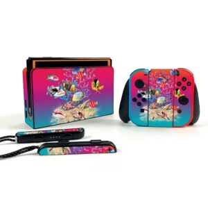 mightyskins skin compatible with nintendo switch oled - coral garden | protective, durable, and unique vinyl decal wrap cover | easy to apply, remove, and change styles | made in the usa