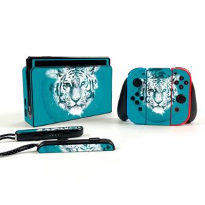 mightyskins skin compatible with nintendo switch oled - white tiger | protective, durable, and unique vinyl decal wrap cover | easy to apply, remove, and change styles | made in the usa