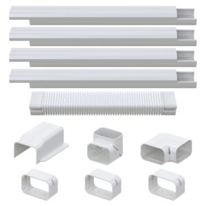 bjade's mini split line set cover,4'' 16.5 ft pvc decorative line set cover kit for central air conditioner & heat pump