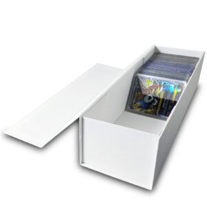 900+ cards or 200 top loaders box, baseball card storage box, trading card storage box for trading cards, gaming cards and sport cards, white, 13x4x3 inches, 1 count