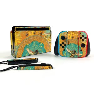 mightyskins skin compatible with nintendo switch oled - bee queen protective, durable, and unique vinyl decal wrap cover easy to apply, remove, and change styles made in the usa niswiol-bee queen