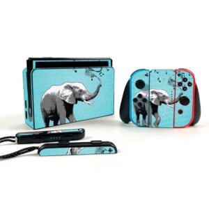 mightyskins skin compatible with nintendo switch oled - musical elephant | protective, durable, and unique vinyl decal wrap cover | easy to apply, remove and change style | made in the usa