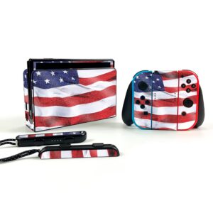 mightyskins glossy glitter skin compatible with nintendo switch oled - american flag | protective, durable high-gloss glitter finish | easy to apply and change styles | made in the usa