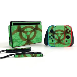 mightyskins skin compatible with nintendo switch oled - biohazard | protective, durable, and unique vinyl decal wrap cover | easy to apply, remove, and change styles | made in the usa