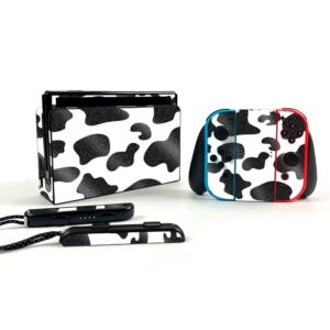 mightyskins glossy glitter skin compatible with nintendo switch oled - cow print | protective durable high-gloss glitter finish | easy to apply, remove, and change styles | made in the usa