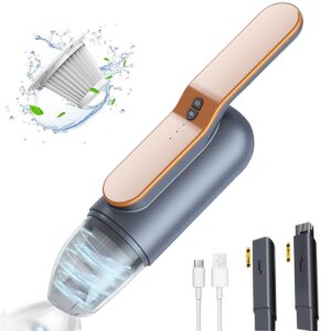 tkkfipa handheld vacuum cleaner cordless - vacuuming home dust rechargeable high power, mini vacuum cleaners lightweight pet hair small vac buster for vehicle kitchen, dust buster grey+orange