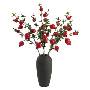 hylying 3 pcs artificial pomegranate branches 33.5 inch simulation pomegranate bouquet greenery plants pomegranate berries for home garden wedding party decoration