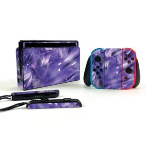 mightyskins glossy glitter skin compatible with nintendo switch oled - purple wash | protective, durable high-gloss glitter finish | easy to apply and change styles | made in the usa