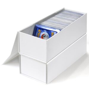 900+ cards or 200 top loaders box, baseball card storage box, trading card storage box for trading cards, gaming cards and sport cards, white, 13x4x3 inches, 2 count