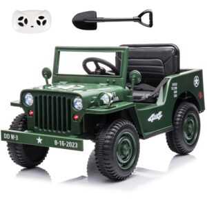 avrceci ride on truck 12v electric vehicles battery powered ride on car toys w/four wheels,remote control, music,led lights, high and low speed for boys girls toddlers(green)