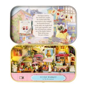 kisoy dollhouse miniature with furniture kit, handmade diy house model for teens adult gift (lucky market)