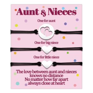 temulnee 2 niece gifts from auntie aunt gifts matching bracelets auntie two nieces gift heart love bracelet from aunt jewelry set for 3 women mothers day birthday valentines day gifts