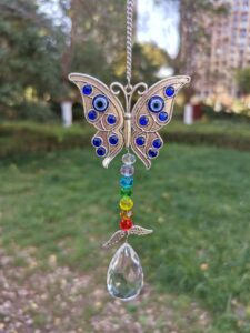 blue evil eye butterfly healing crystal car hanging accessories rearview mirror window decorations wall decor ornaments