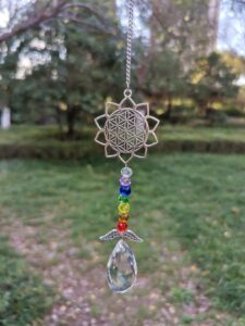 healing crystal car hanging flower of life accessories rearview mirror window garden decorations wall home decor ornaments