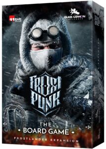 frostpunk the board game frostlander expansion - new cards and exclusive wooden pawns! cooperative post-apocalyptic survival game, ages 16+, 1-4 players, 120-150 min playtime, made by rebel studio