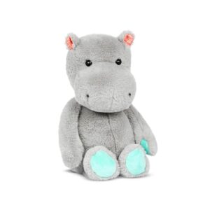 b. toys- b. softies-happy hues- 12" plush hippo-stuffed animal – soft & gray hippopotamus toy – washable toys for baby, toddler, kids –happy hues- gerry grey hippo0 months +