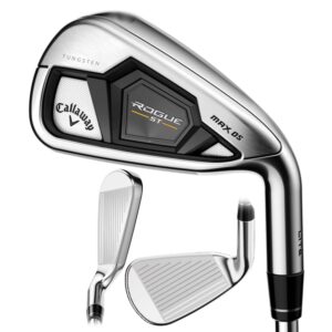 callaway golf rogue st max os lite iron set (right hand, graphite shaft, regular flex, 4 iron - pw, set of 7 clubs)